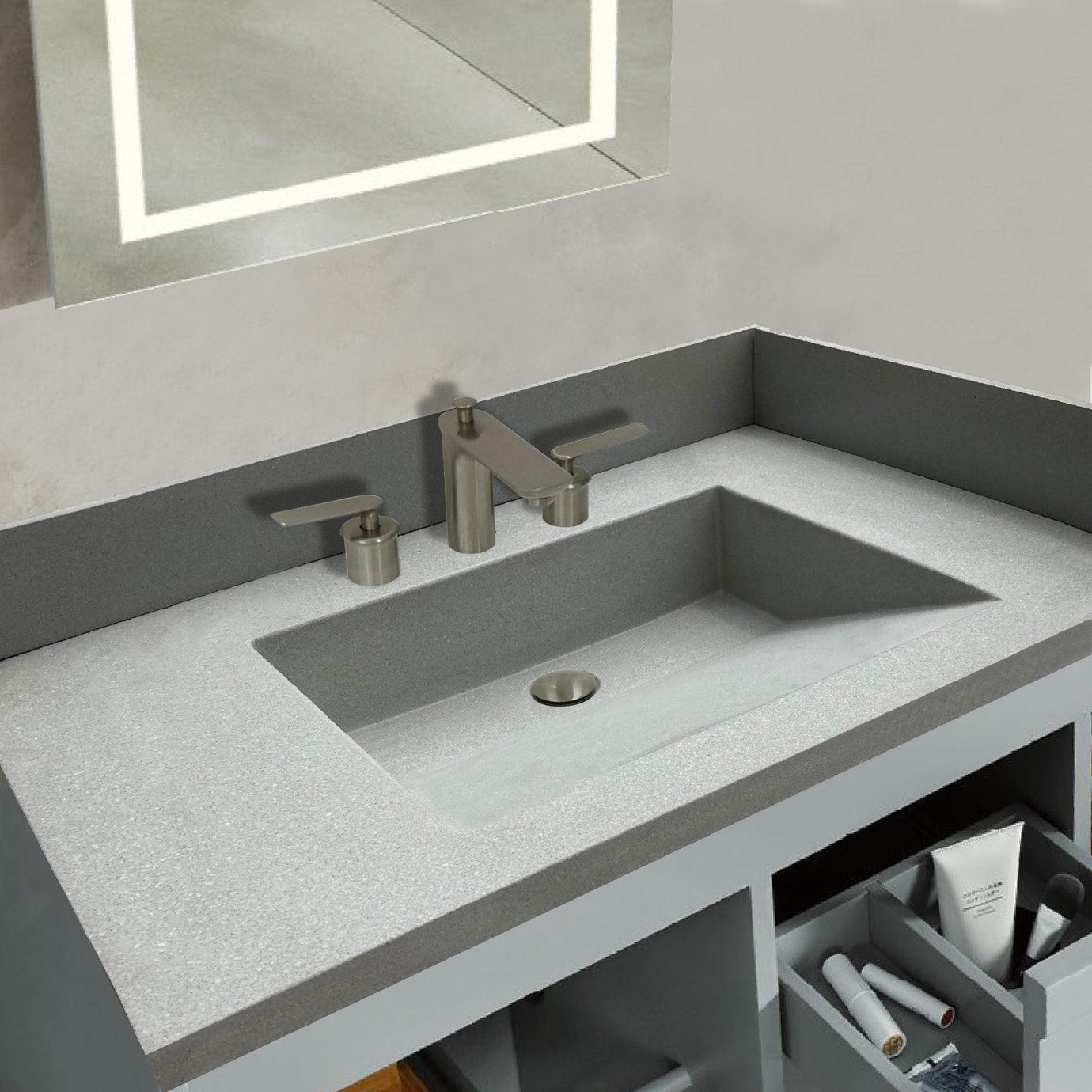 Bellaterra 31 in. Single Concrete Ramp Sink Top CT3122-BL-DG-WH – The ...