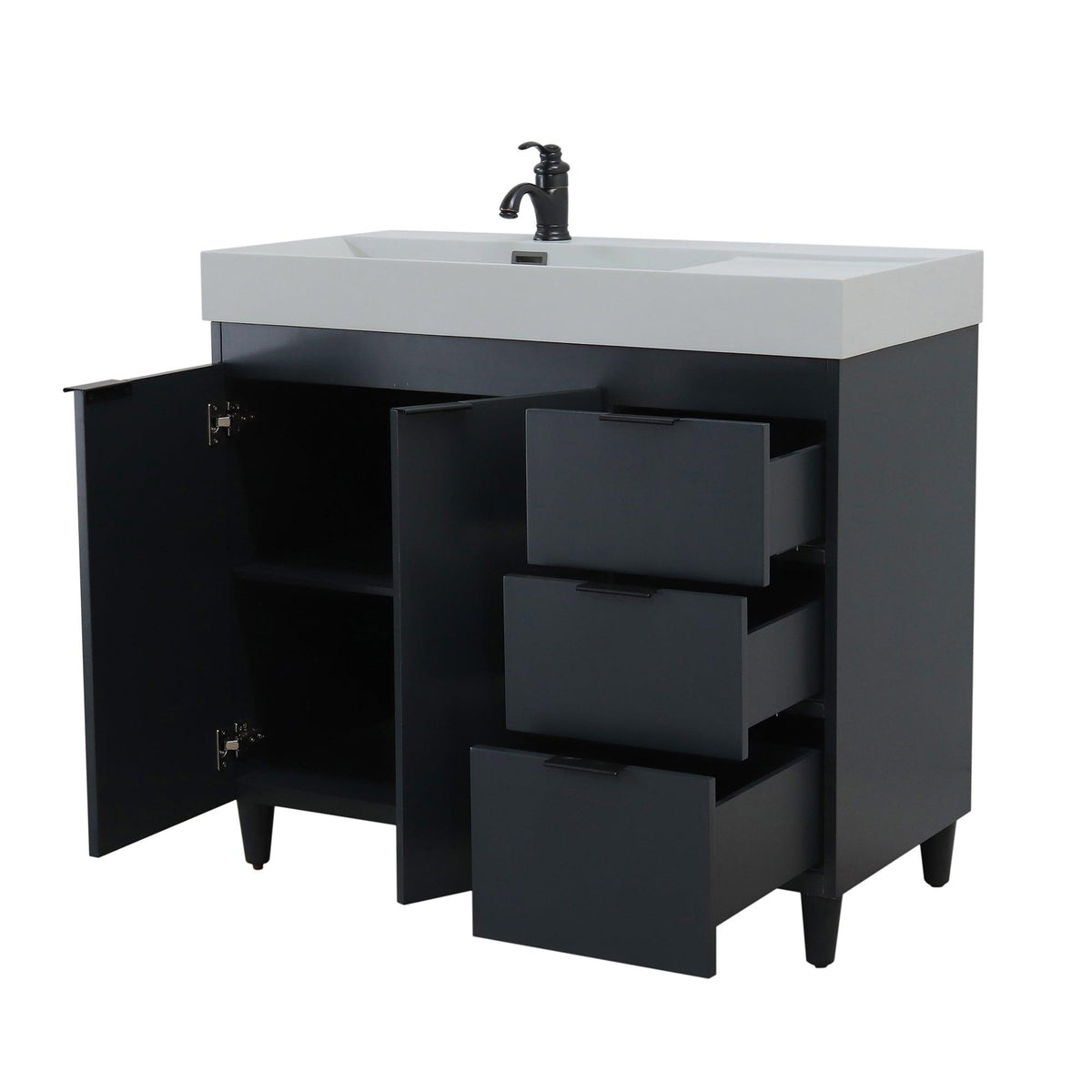 39 in. Single Sink Freestanding Vanity, Composite Granite Sink Top ...