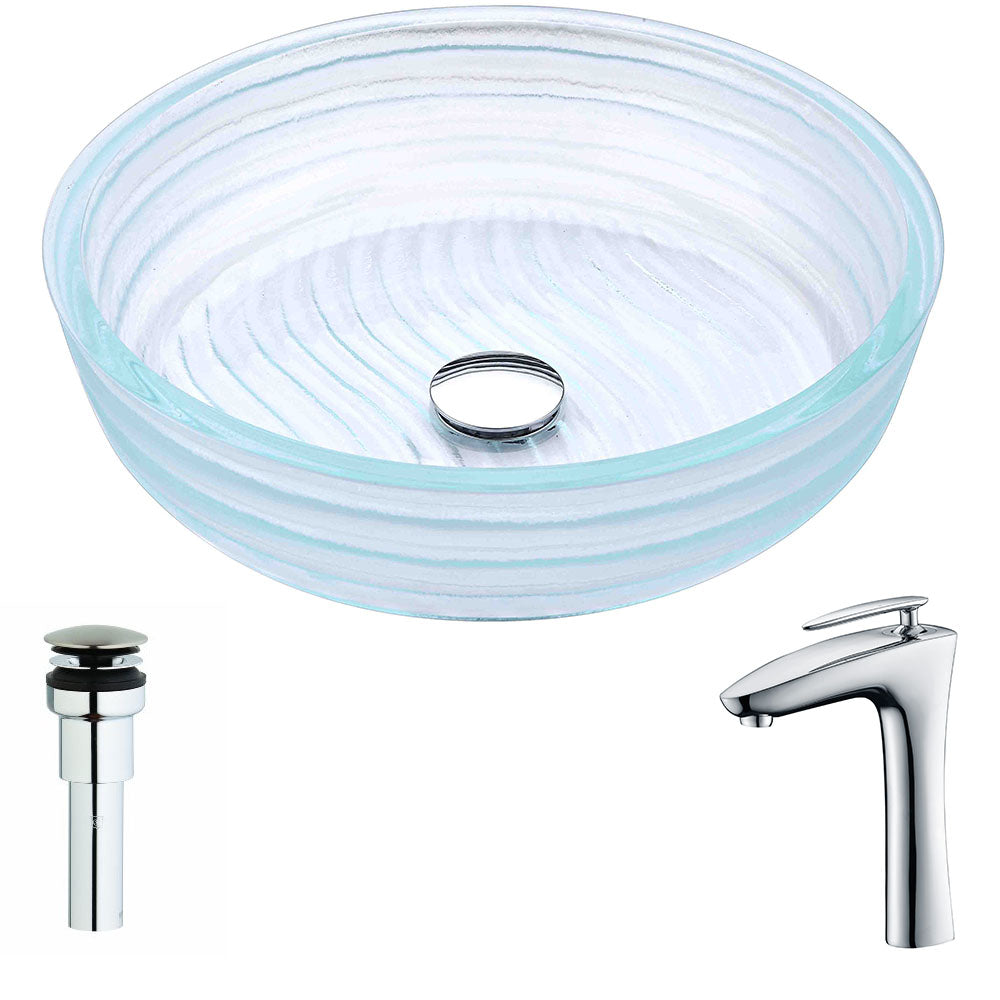 Canta Series Deco-Glass Vessel Sink in Lustrous Translucent Crystal wi ...